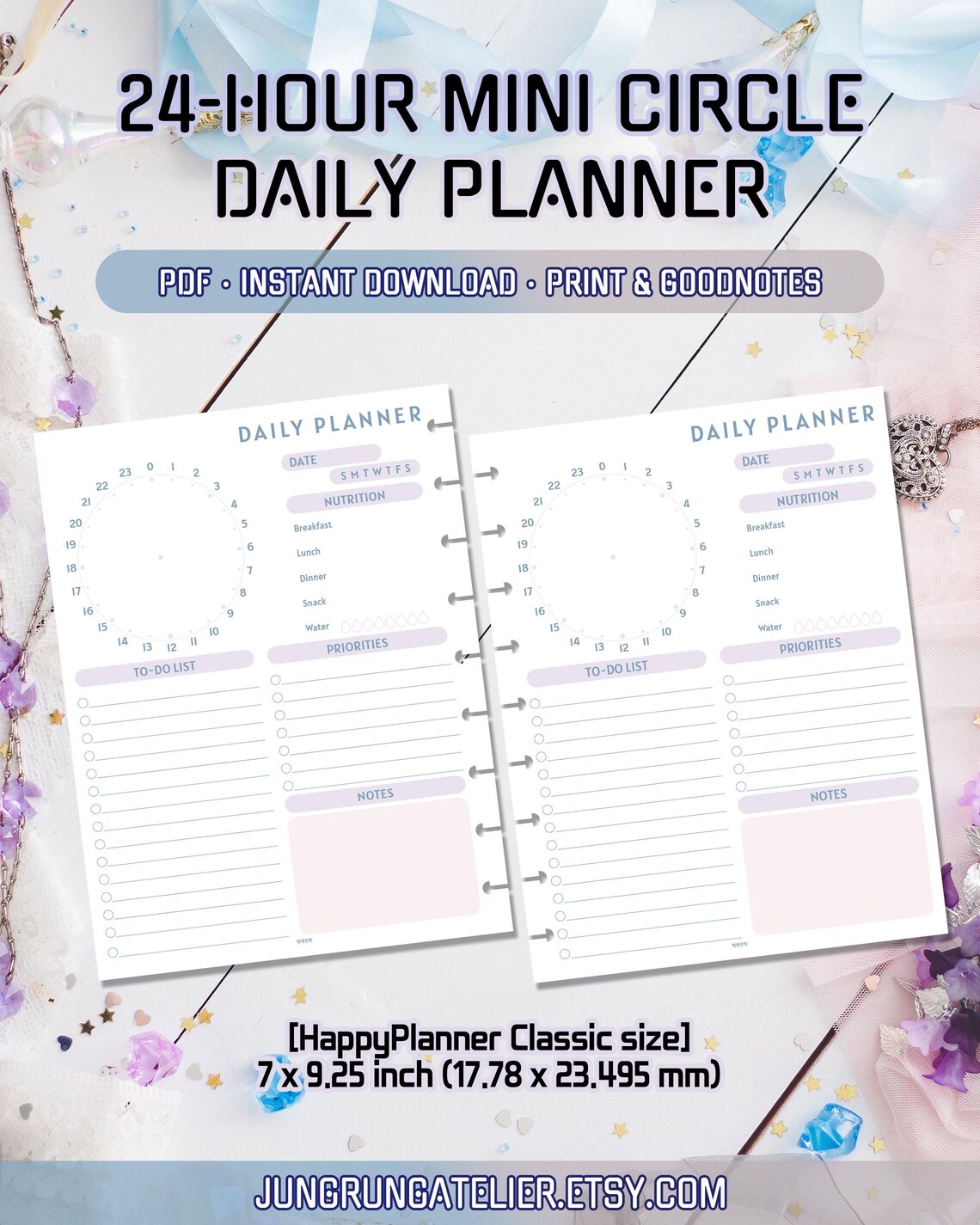 At a Glance 24-hour Circle Daily Planner | PDF Digital File | Timeline ...