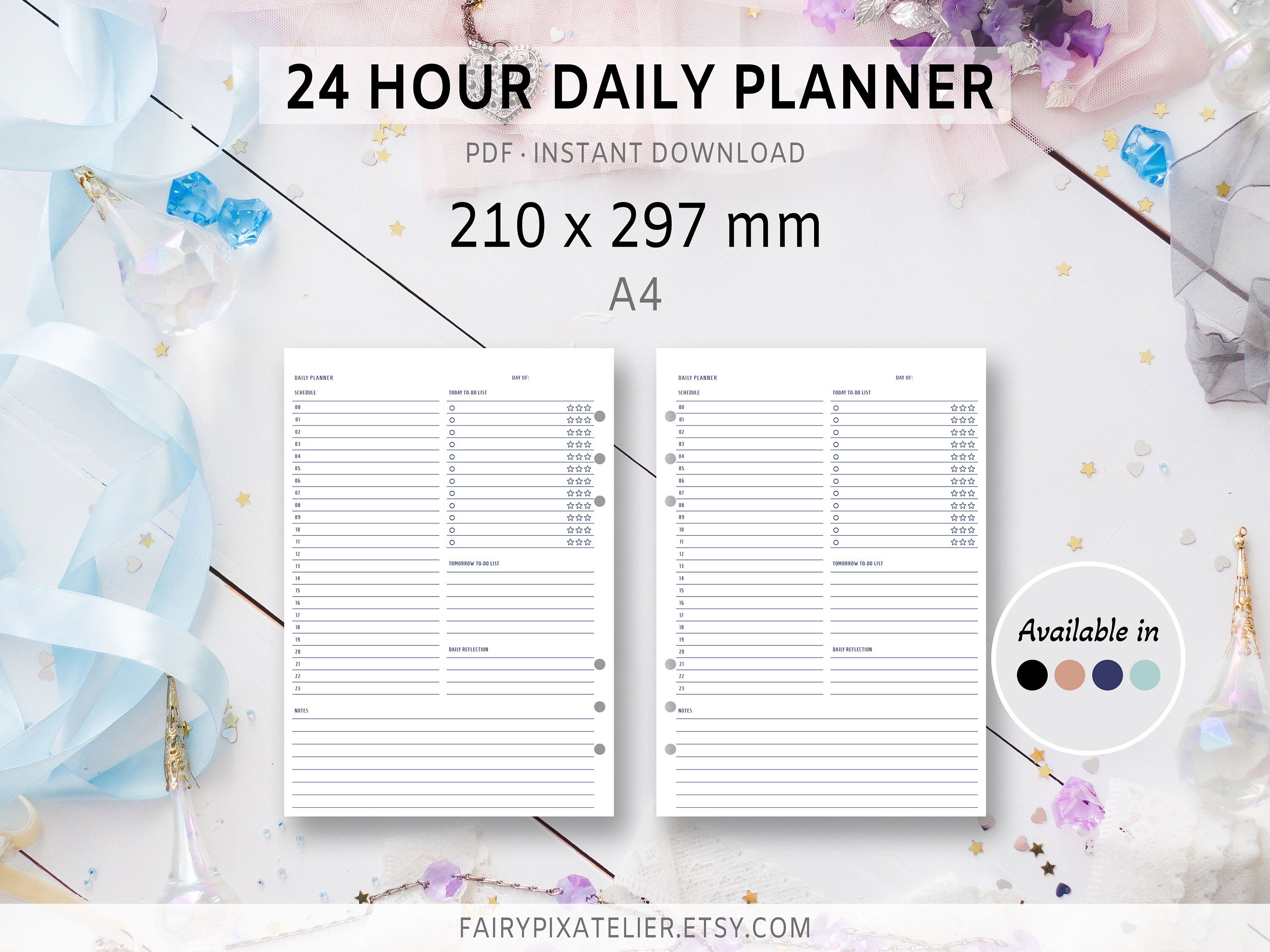 24 Hour Time Tracker Printable Daily Planner A4 Template Importance ...