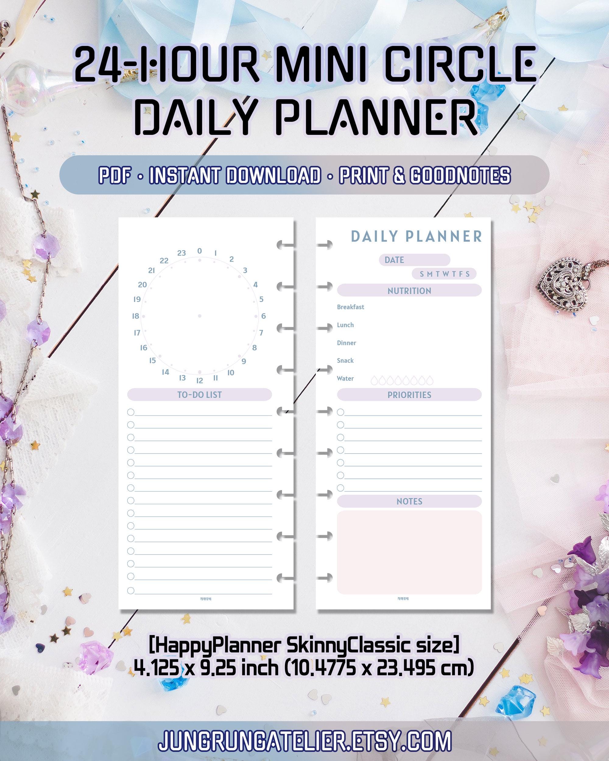 24-hour Circular Scheduler Happy Planner Skinny Classic Size | Daily ...