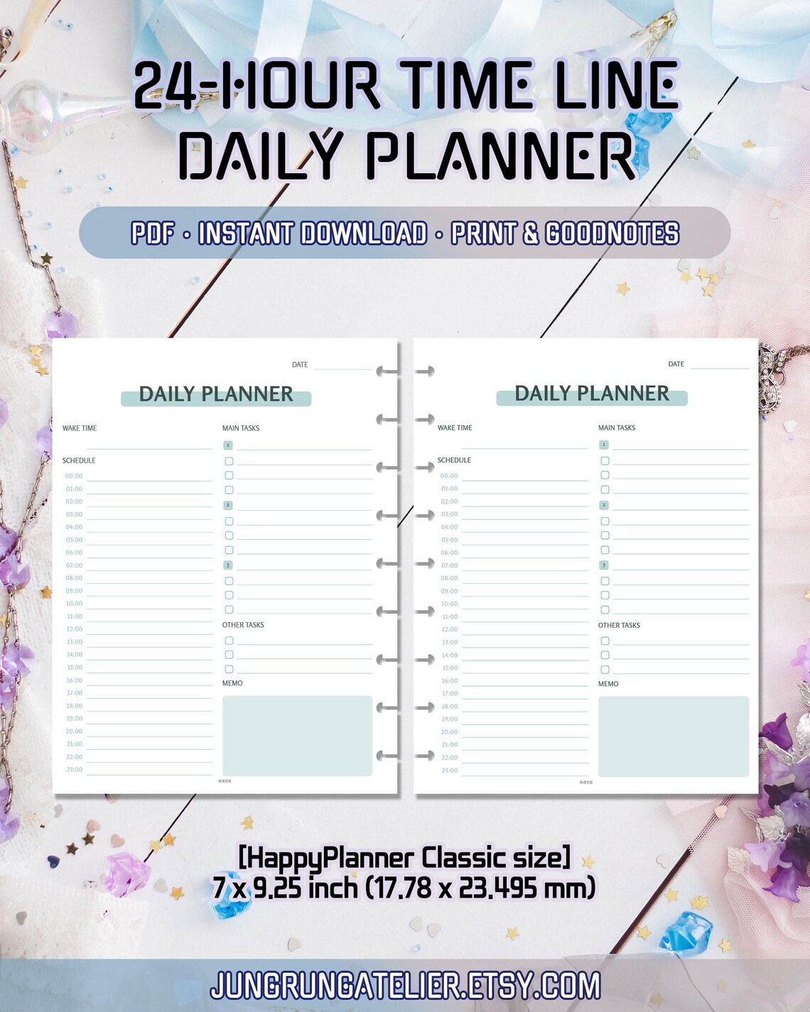 24-hour Time Tracker Happy Planner Classic Size Planner | Printable ...