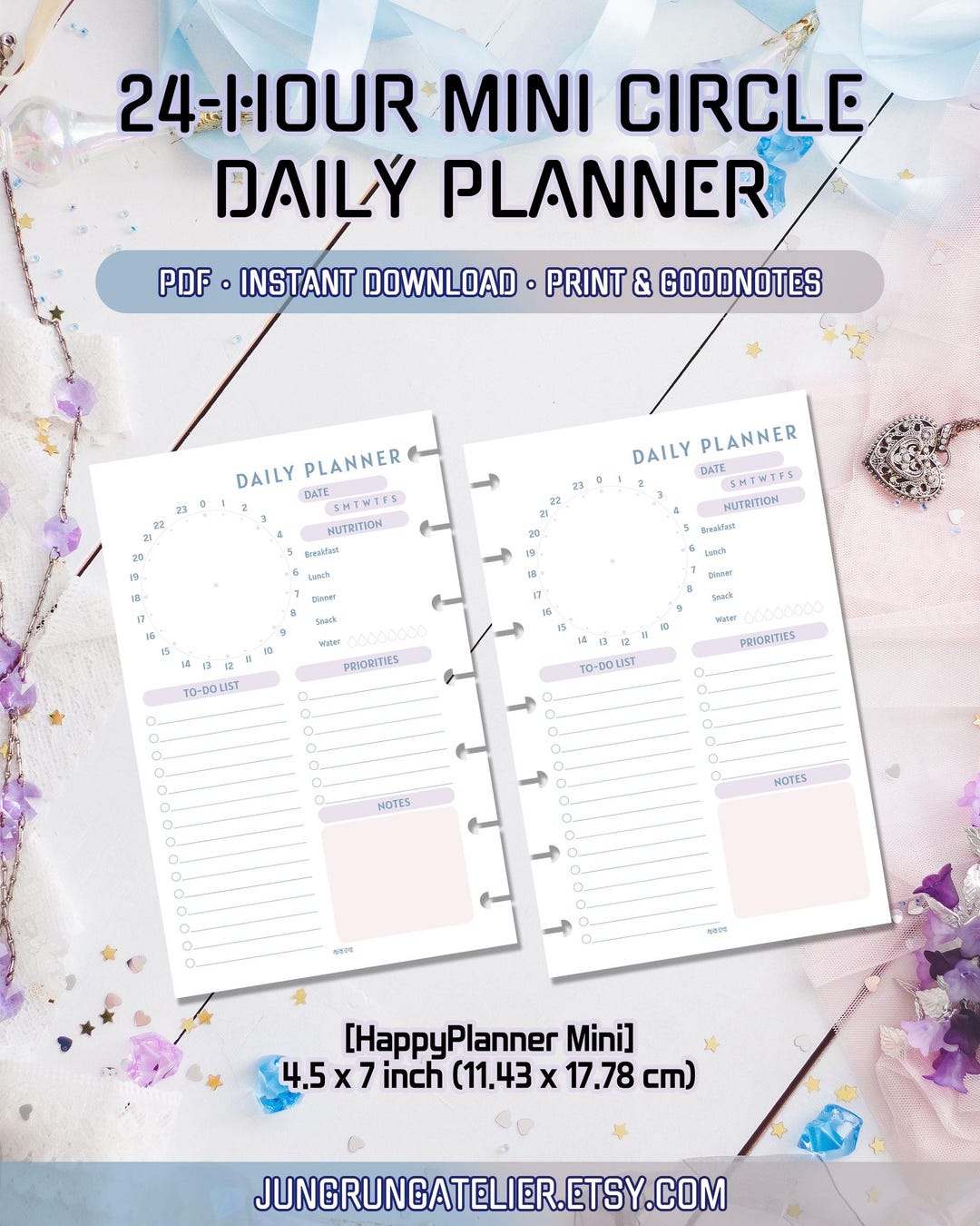 Daily 24-hour Circle Chart Planner | Happy Planner Mini Size ...