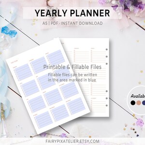 A5 Undated Yearly Planner PDF Instant Download Digital File - Etsy
