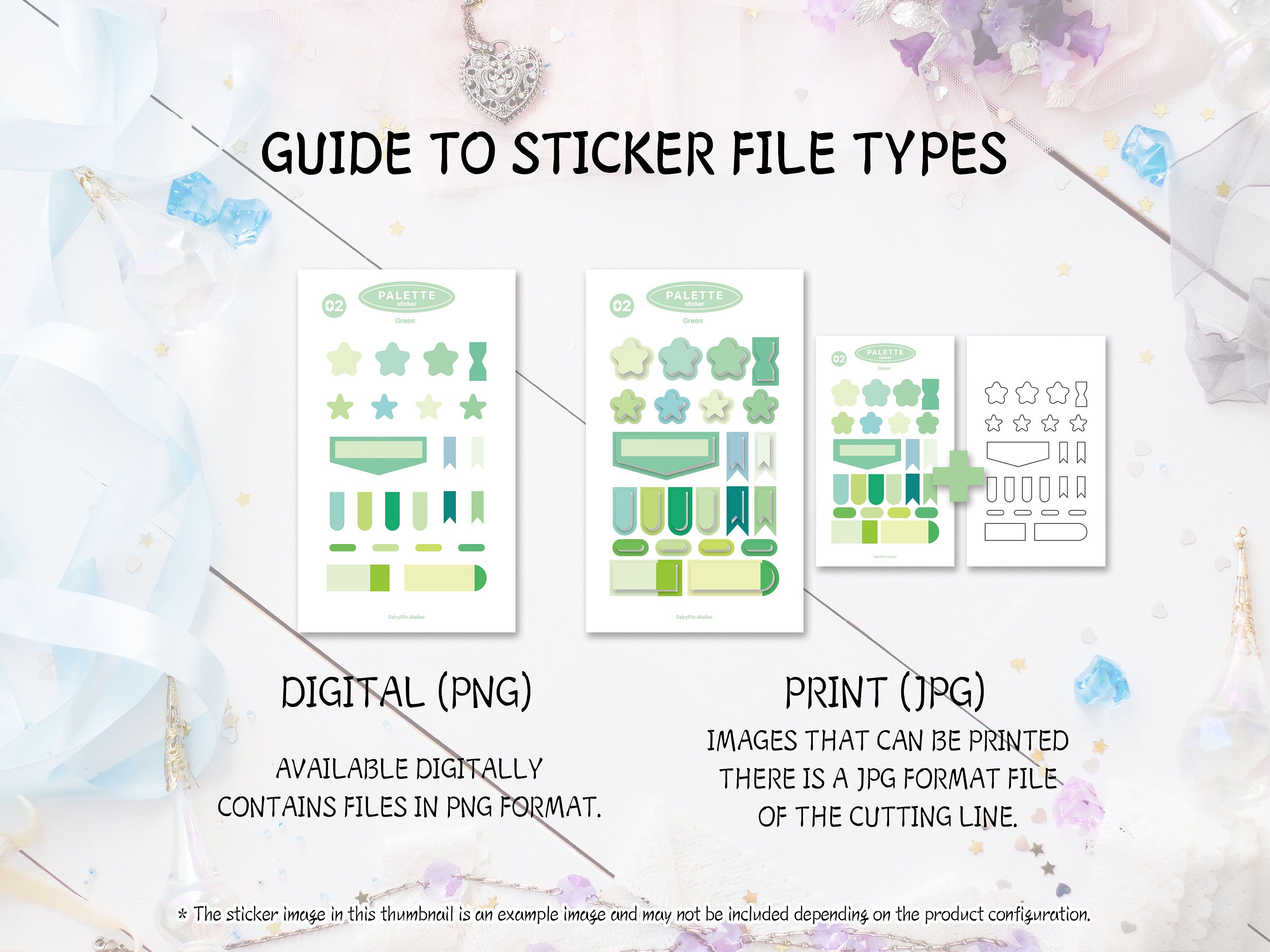 Printable Green Shape Sticker Digital Diary Deco Planner DIY iPad PDF ...