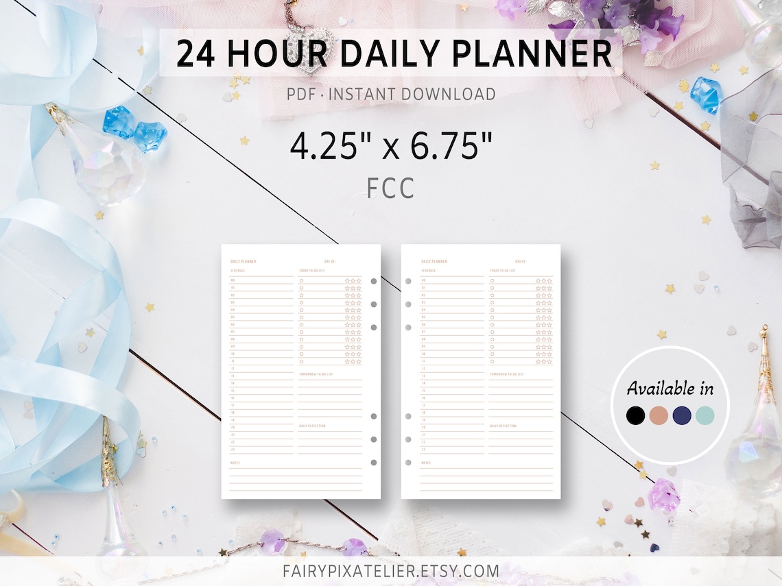 24 Hour Time Tracker Printable Daily Planner FCC Template - Etsy