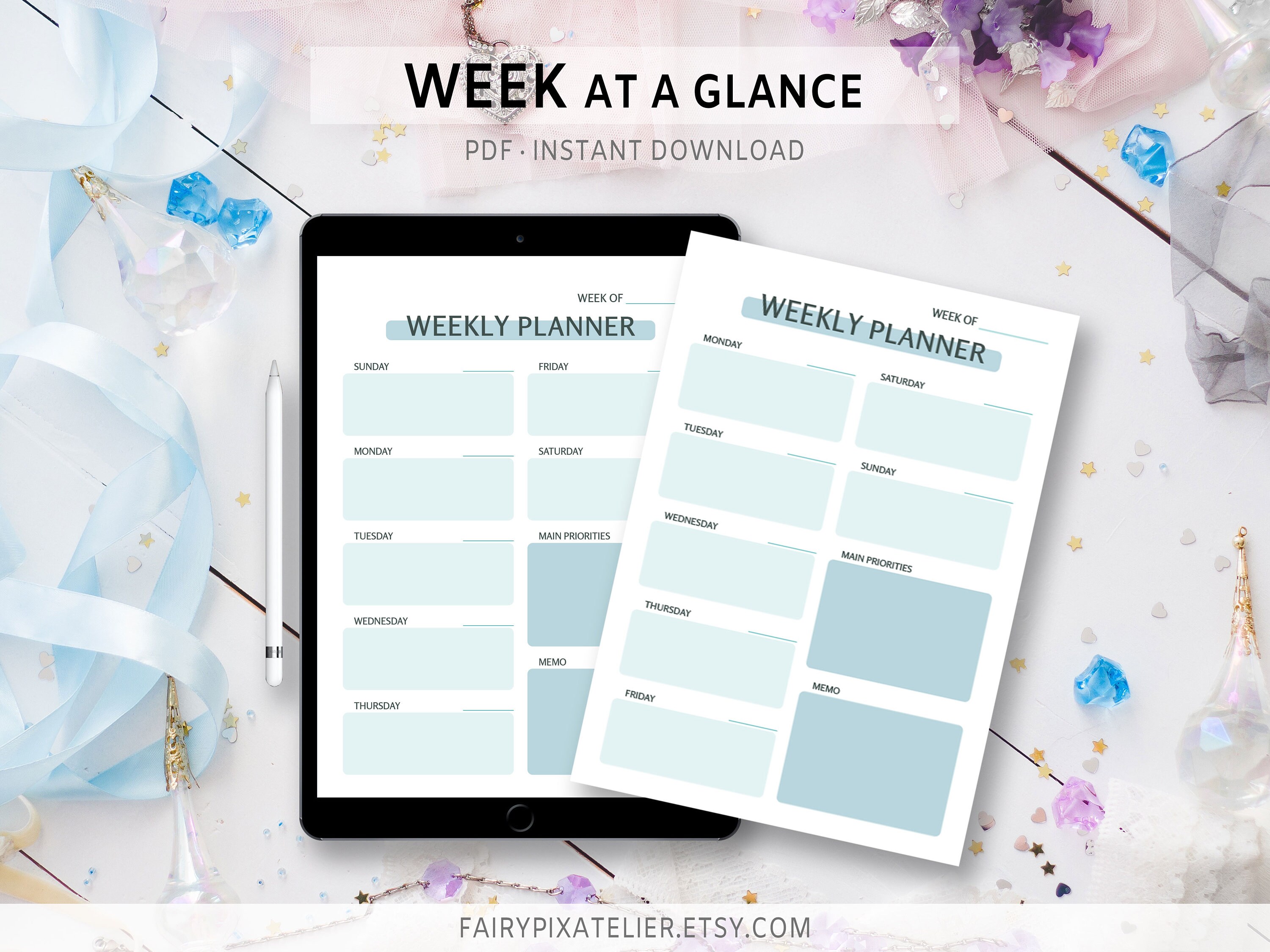A4 Weekly Planner at a Glance One-page Diary Simple and - Etsy