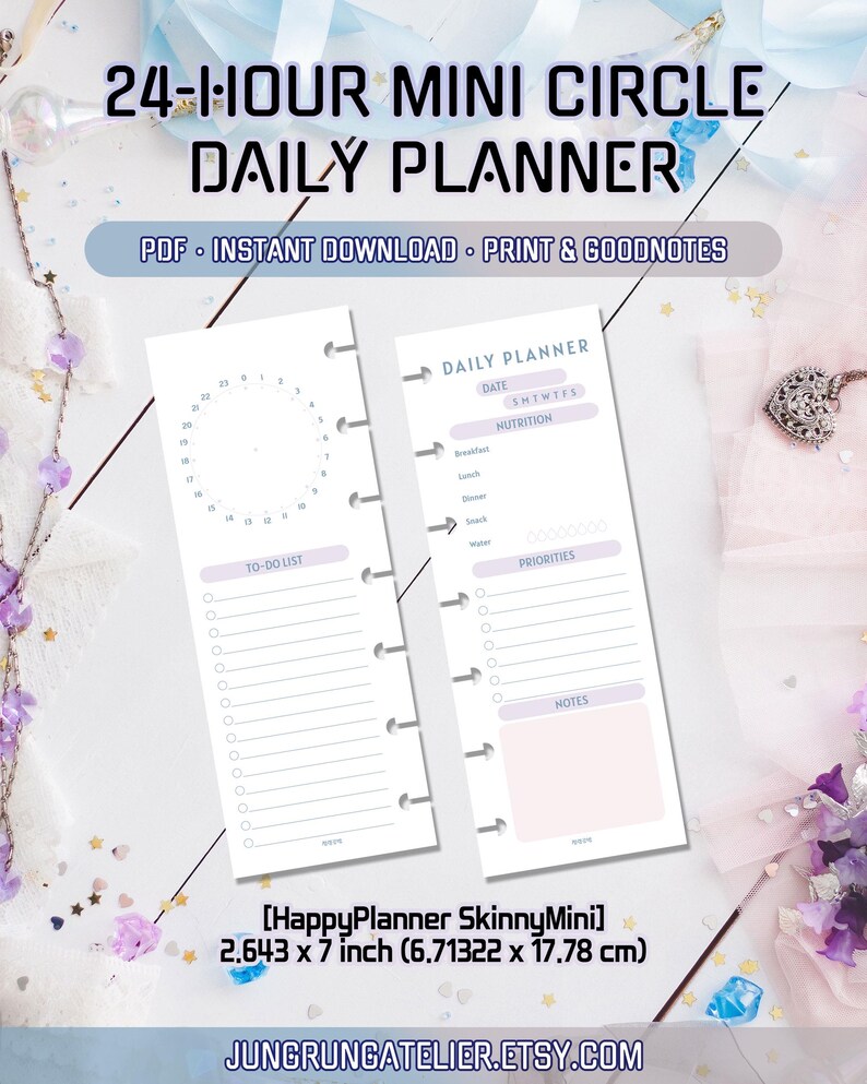 24-hour Circular Scheduler Happy Planner Skinny Mini Size | Daily ...