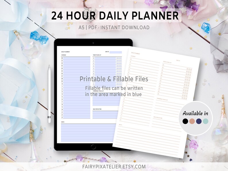 Printable 24 Hour Time-line Daily A5 Planner Fillable Day at - Etsy