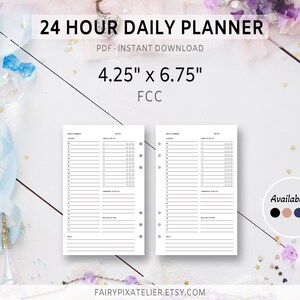24 Hour Time Tracker Printable Daily Planner FCC Template - Etsy