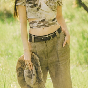 Homespun Cowgirl Hat, Rustic Hemp With Leaf Eco Print, Raw Edge Wide ...