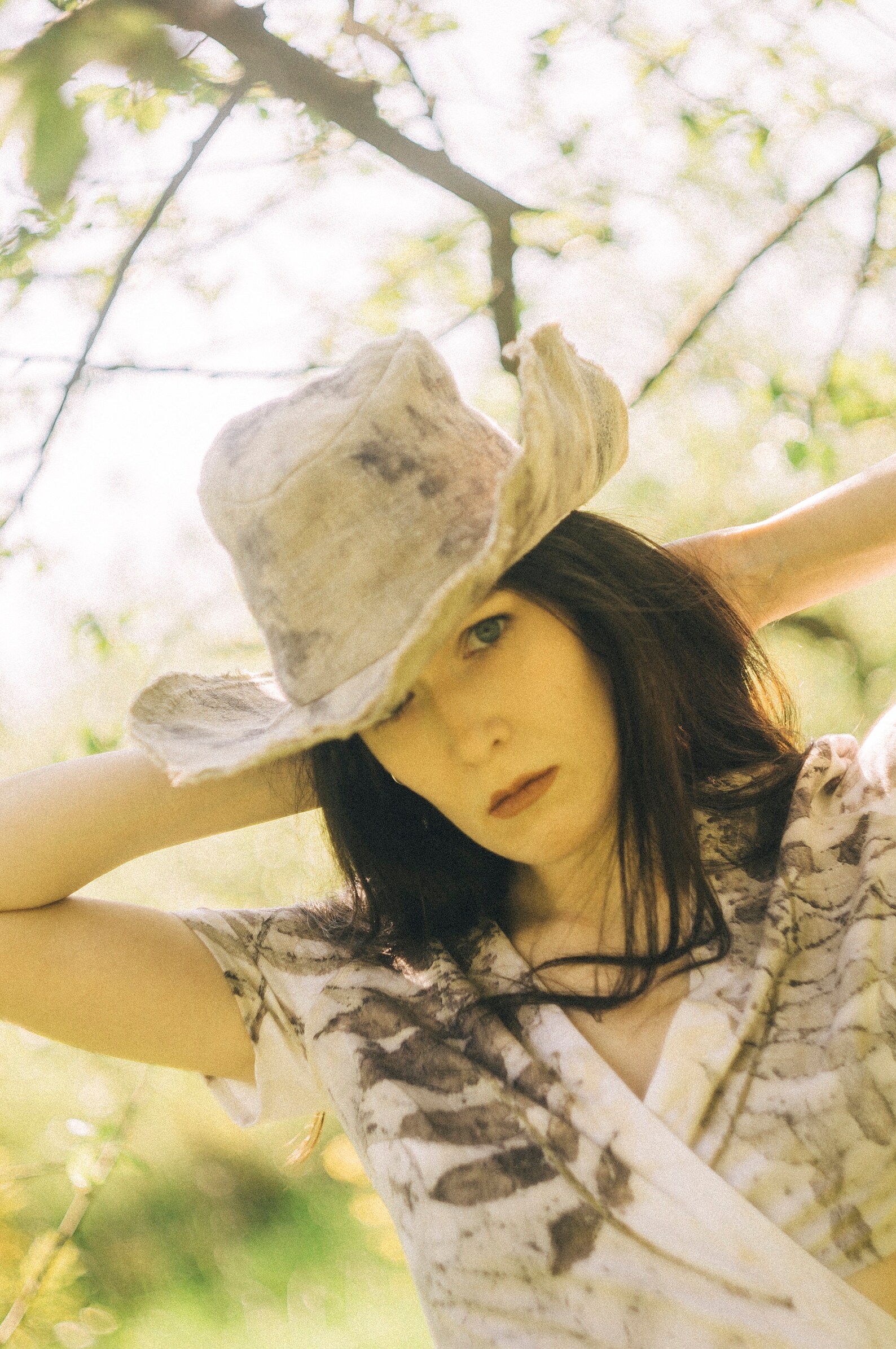 Homespun Cowgirl Hat, Rustic Hemp With Leaf Eco Print, Raw Edge Wide ...