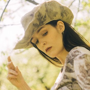 Homespun Cowgirl Hat, Rustic Hemp With Leaf Eco Print, Raw Edge Wide ...