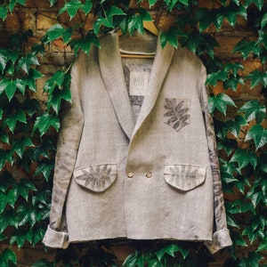 Homespun Natural Hemp Blazer. Undyed Antique Canvas Jacket. Double ...