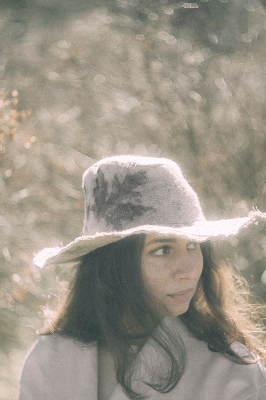 Botanical Cowboy Hat Homespun Vintage Hemp Cap With Eco Print Rustic ...