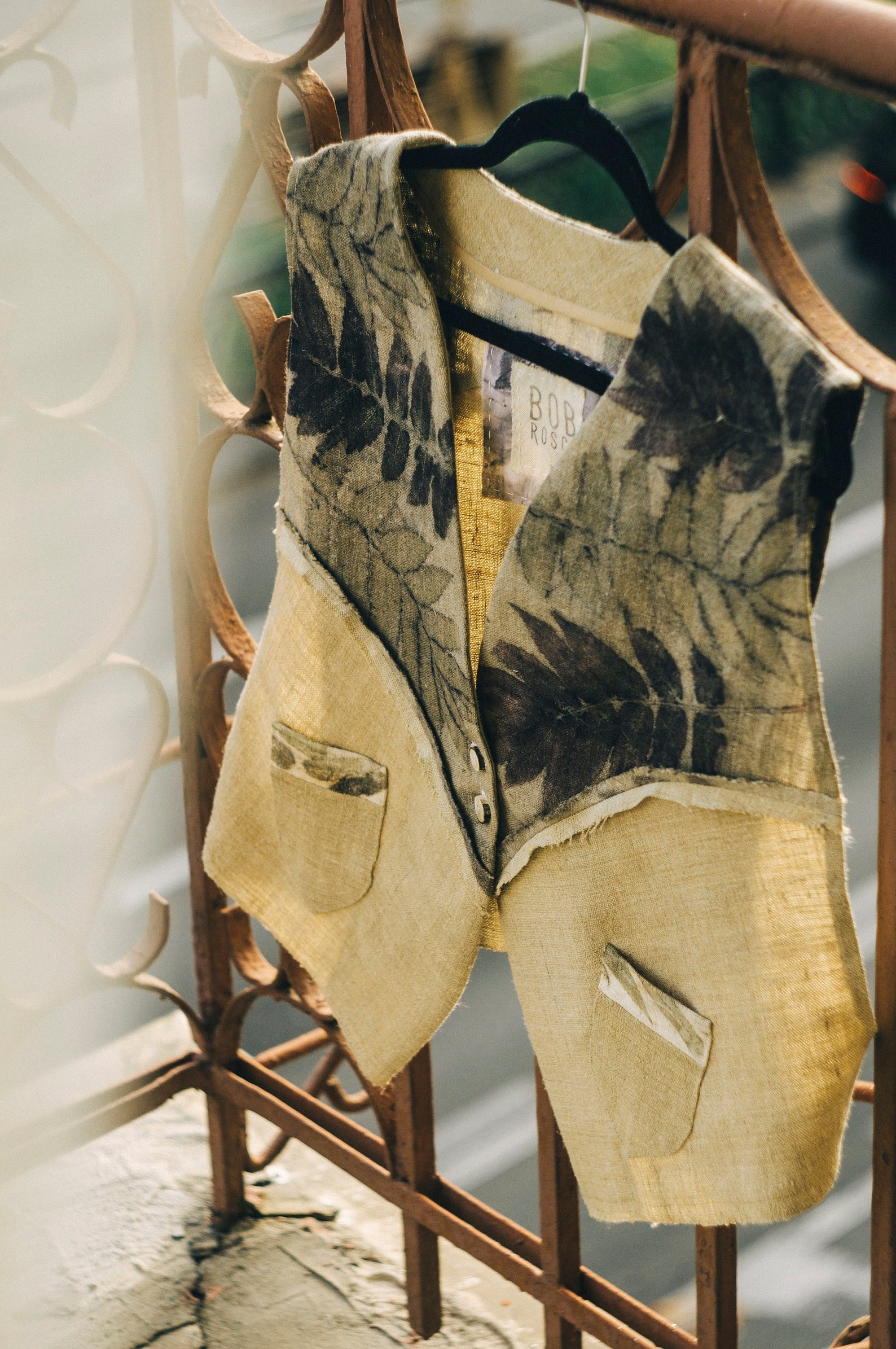 Cowboy Vest, Ecoprinted Natural Hempen Vaistcoat, Unisex Oversize Vest ...