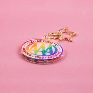 Neurodivergent Audhd "triple 'a'" Parody Badge Acrylic Charm - Etsy