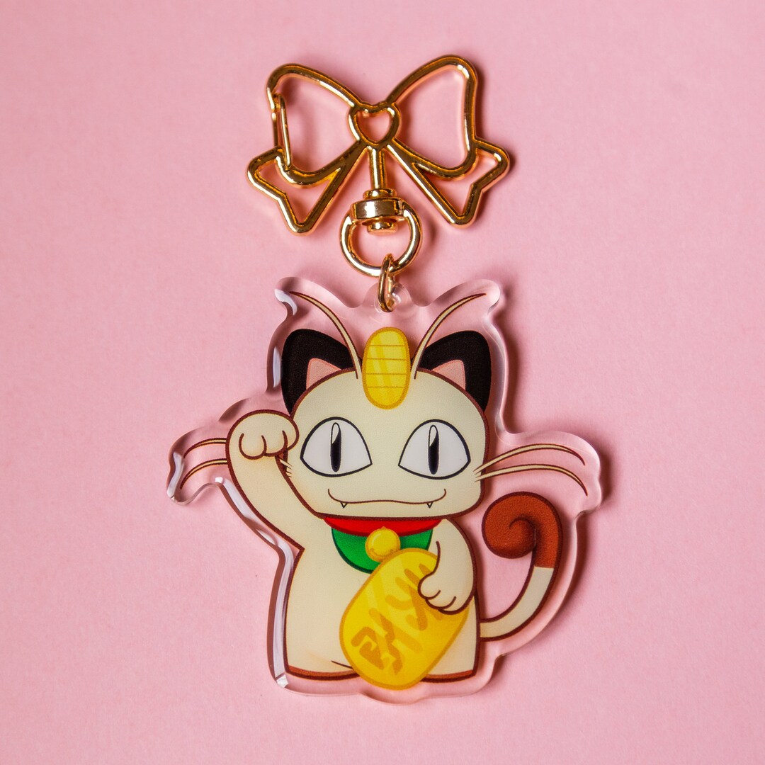 Lucky Cat/maneki Neko "manekinyaasu" Meowth Pokemon Acrylic Charm - Etsy
