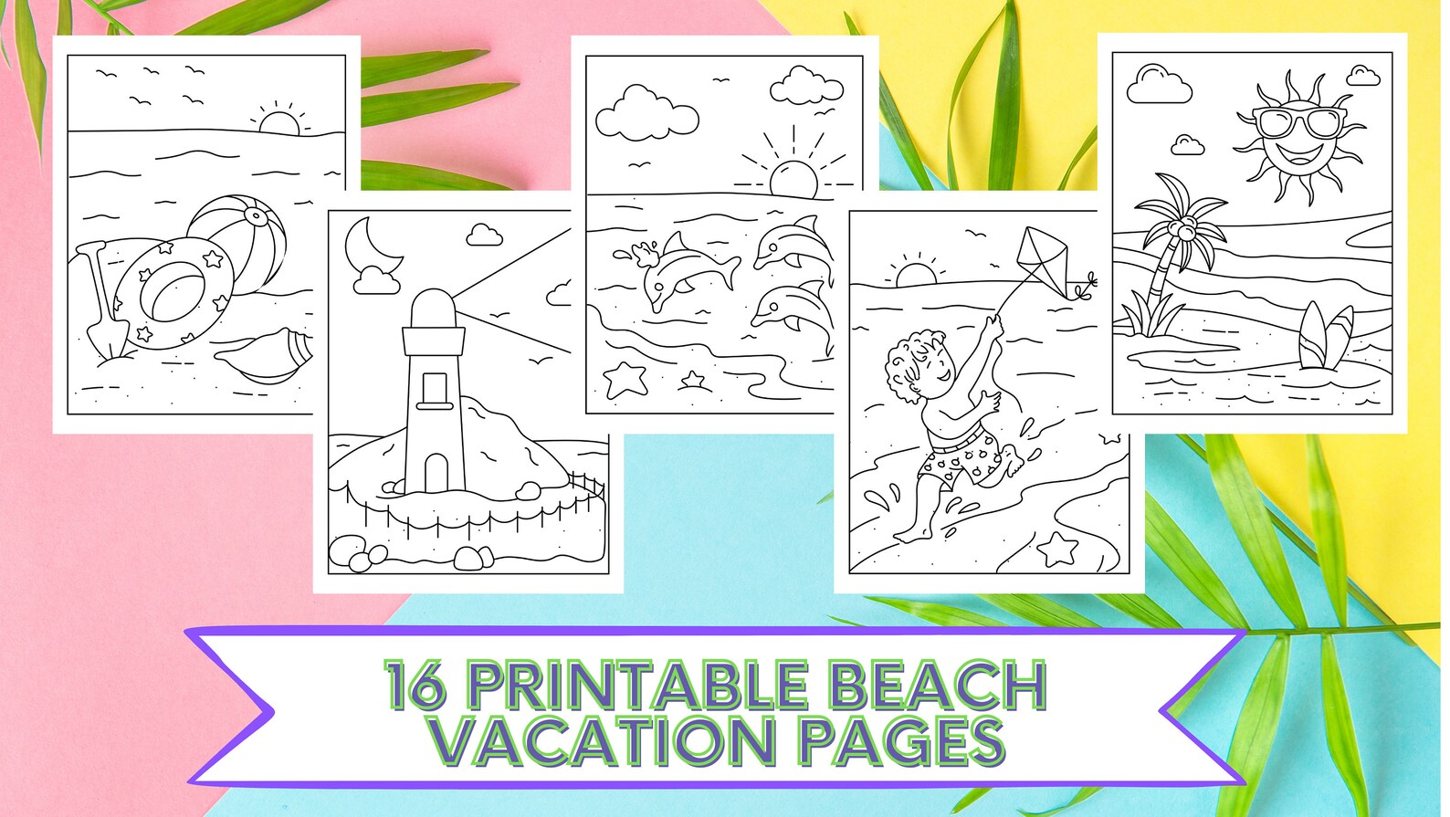 16 Printable Beach Vacation Coloring Pages - Etsy