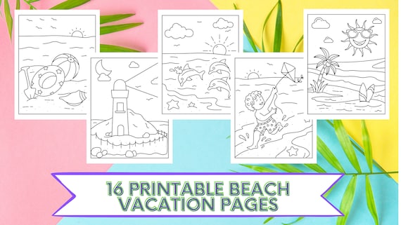 16 Printable Beach Vacation Coloring Pages | Etsy