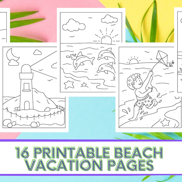 Day on the Beach Coloring Book - Etsy