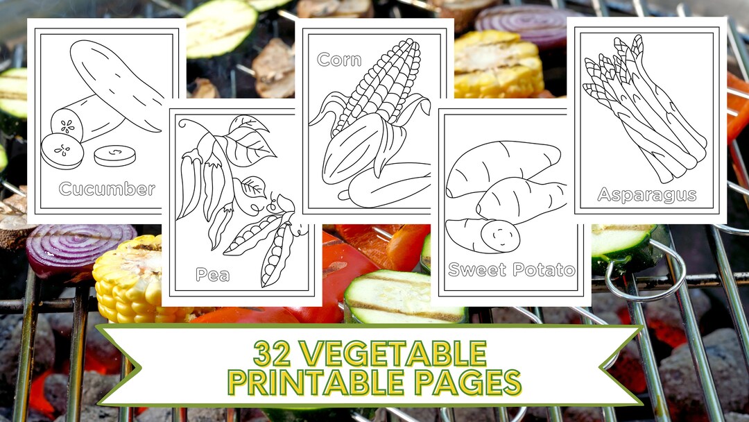 16 Printable Vegetable Coloring Pages - Etsy