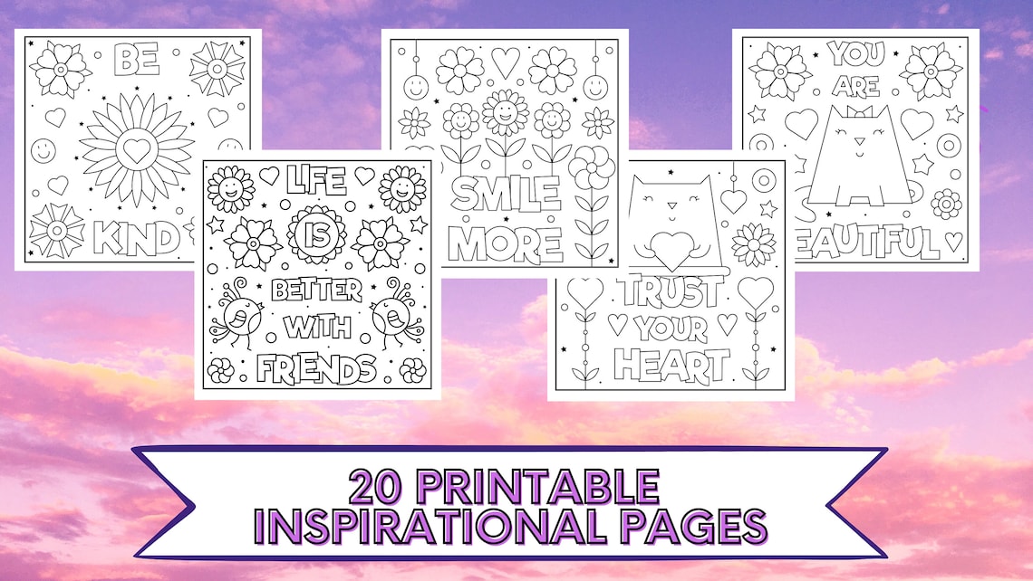 20 Printable Inspirational Coloring Pages - Etsy Canada