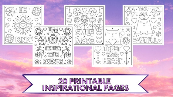 20 Printable Inspirational Coloring Pages - Etsy Canada