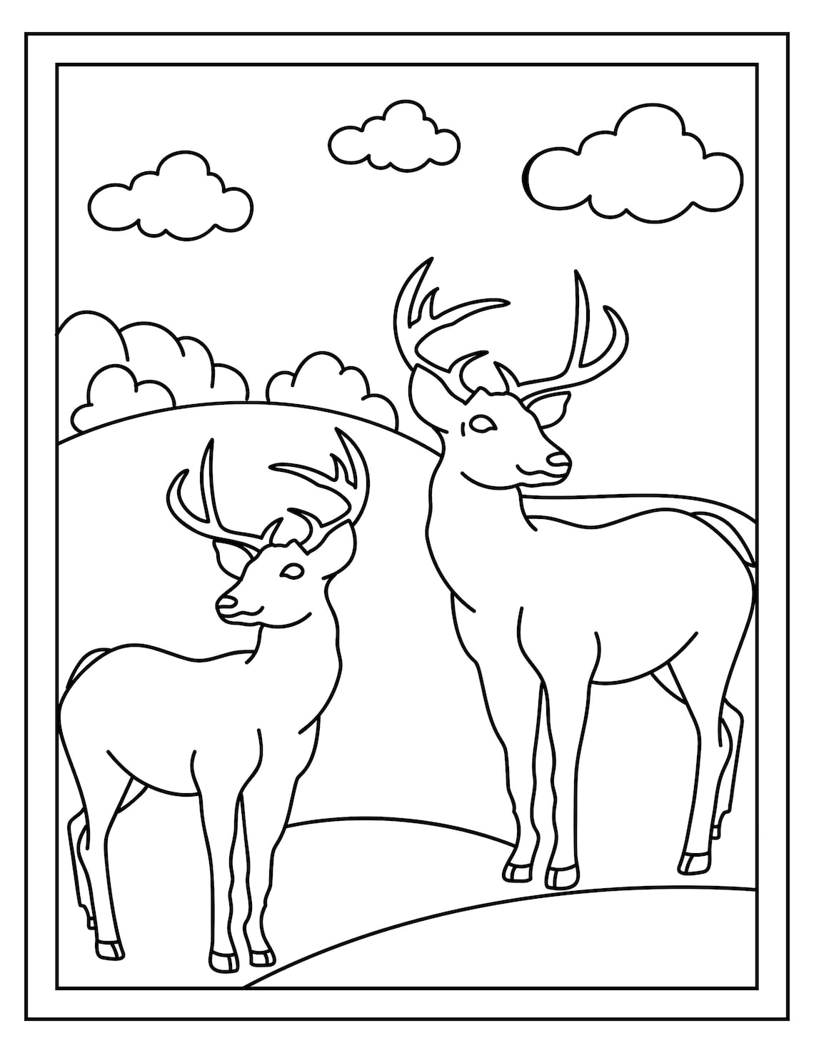 16 Printable Cute Deer Coloring Pages - Etsy Canada