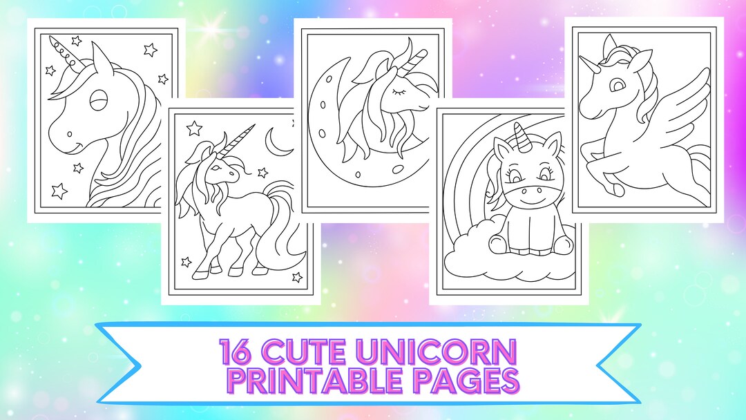 16 Printable Cute Unicorn Coloring Pages - Etsy