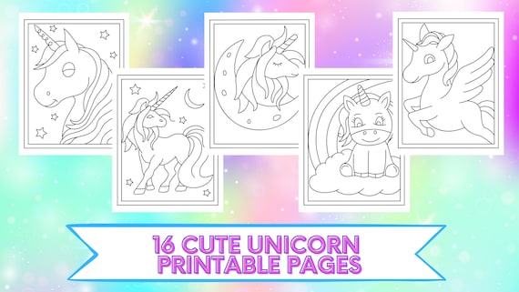 16 Printable Cute Unicorn Coloring Pages - Etsy