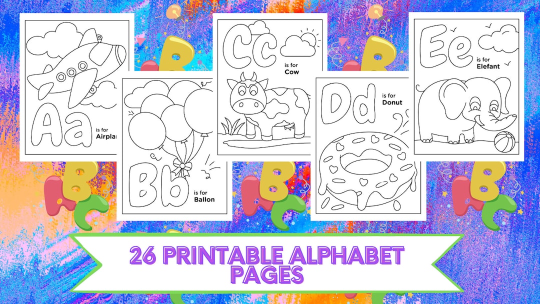 26 Printable Alphabets Coloring Pages - Etsy