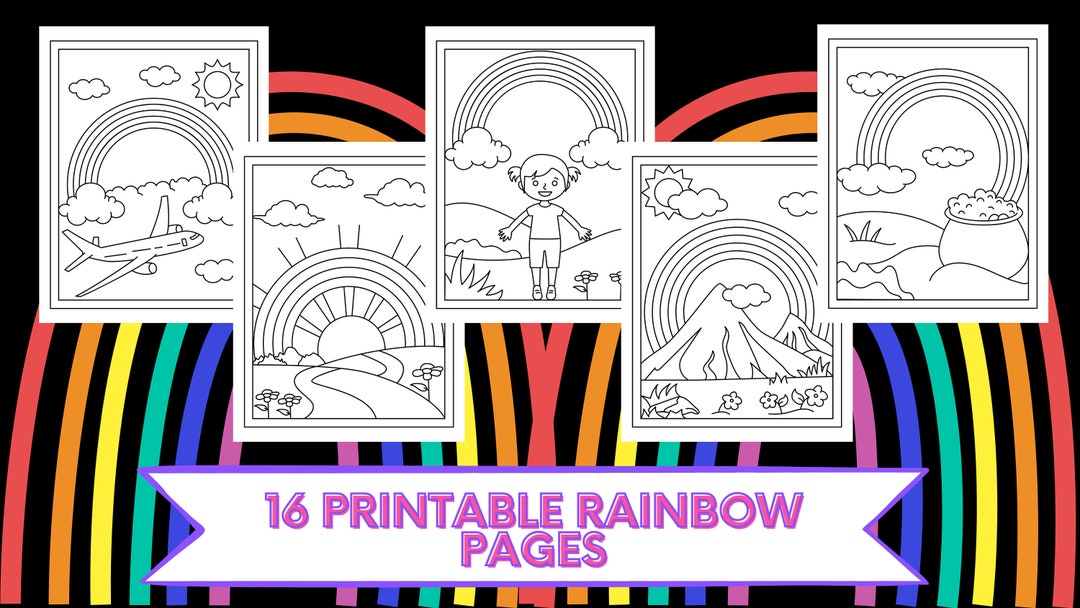 16 Printable Rainbow Coloring Pages - Etsy