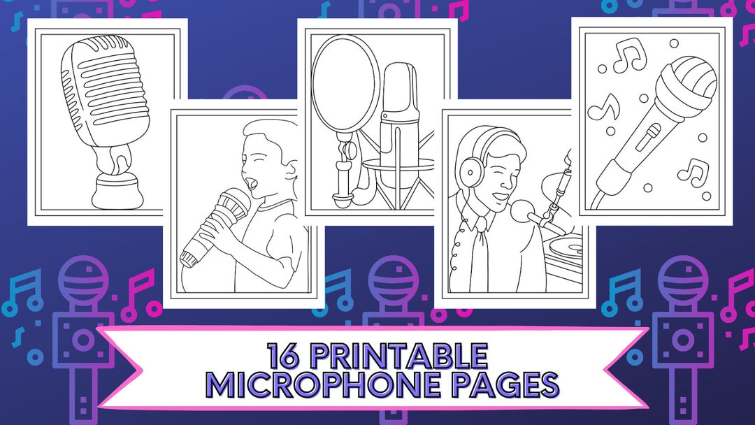 16 Printable Microphone Coloring Pages - Etsy Canada