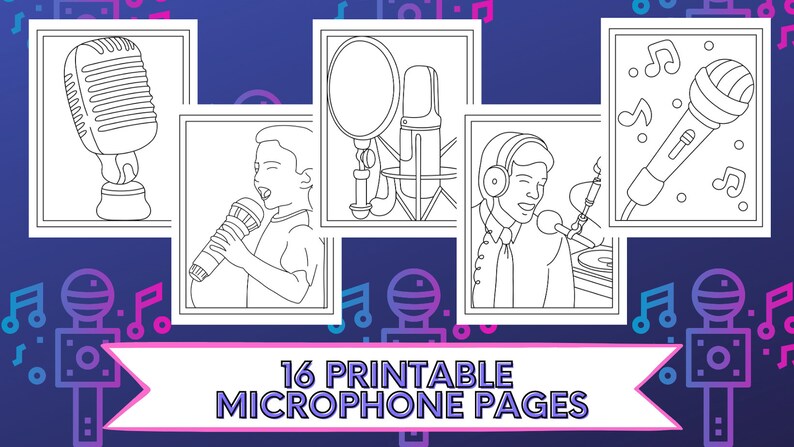 16 Printable Microphone Coloring Pages - Etsy Canada