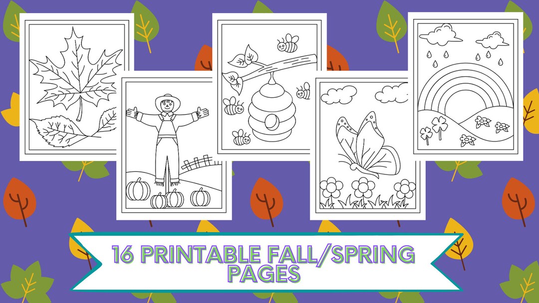 16 Printable Fall/spring Coloring Pages - Etsy