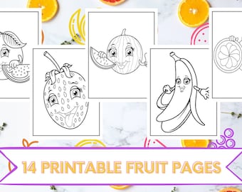15 Pages Fun Fruit Coloring Book (Instant Download) - Etsy