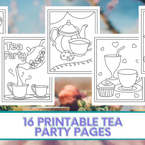 Customizable Cute Tea Party Printable Coloring Page Tea Party - Etsy