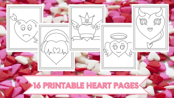 16 Printable Heart Coloring Pages | Etsy