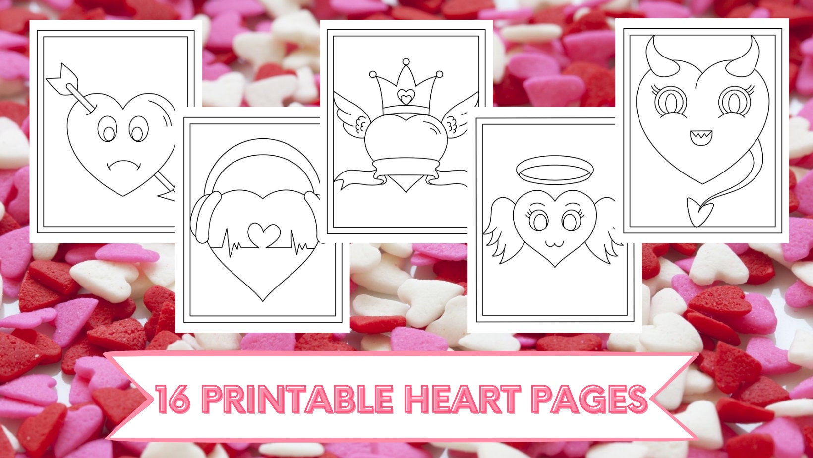 16 Printable Heart Coloring Pages - Etsy