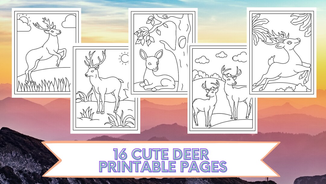 16 Printable Cute Deer Coloring Pages - Etsy