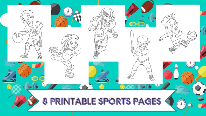8 Printable Sport Coloring Pages - Etsy