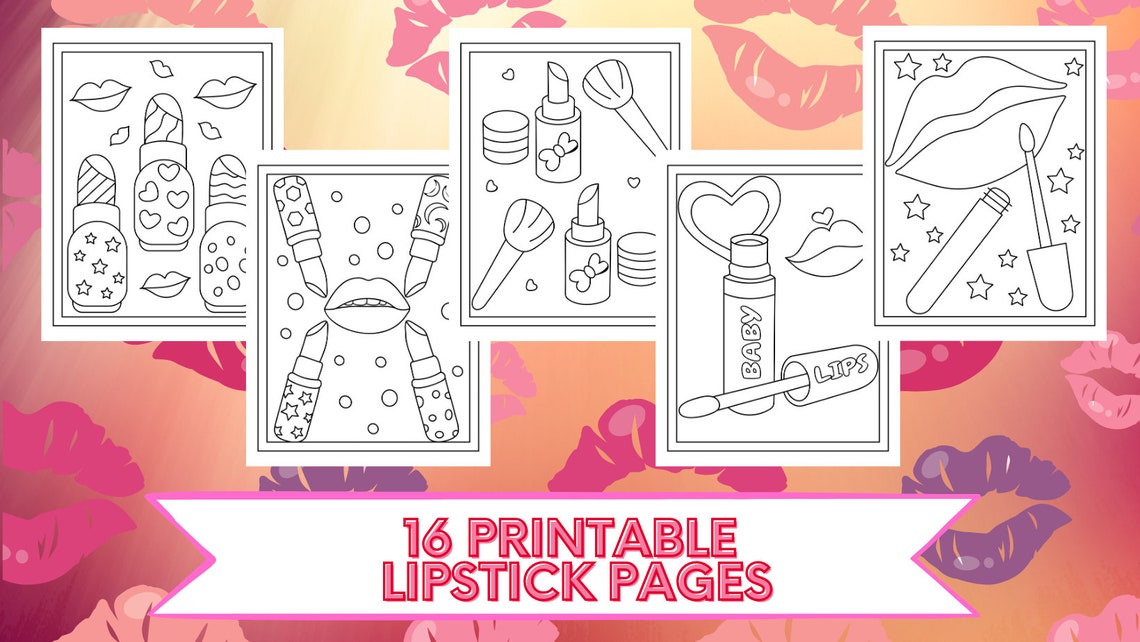 16 Printable Lipstick Coloring Pages - Etsy