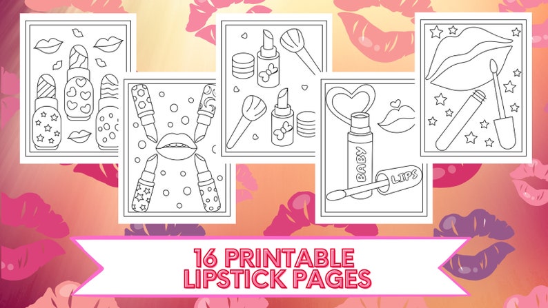 16 Printable Lipstick Coloring Pages - Etsy