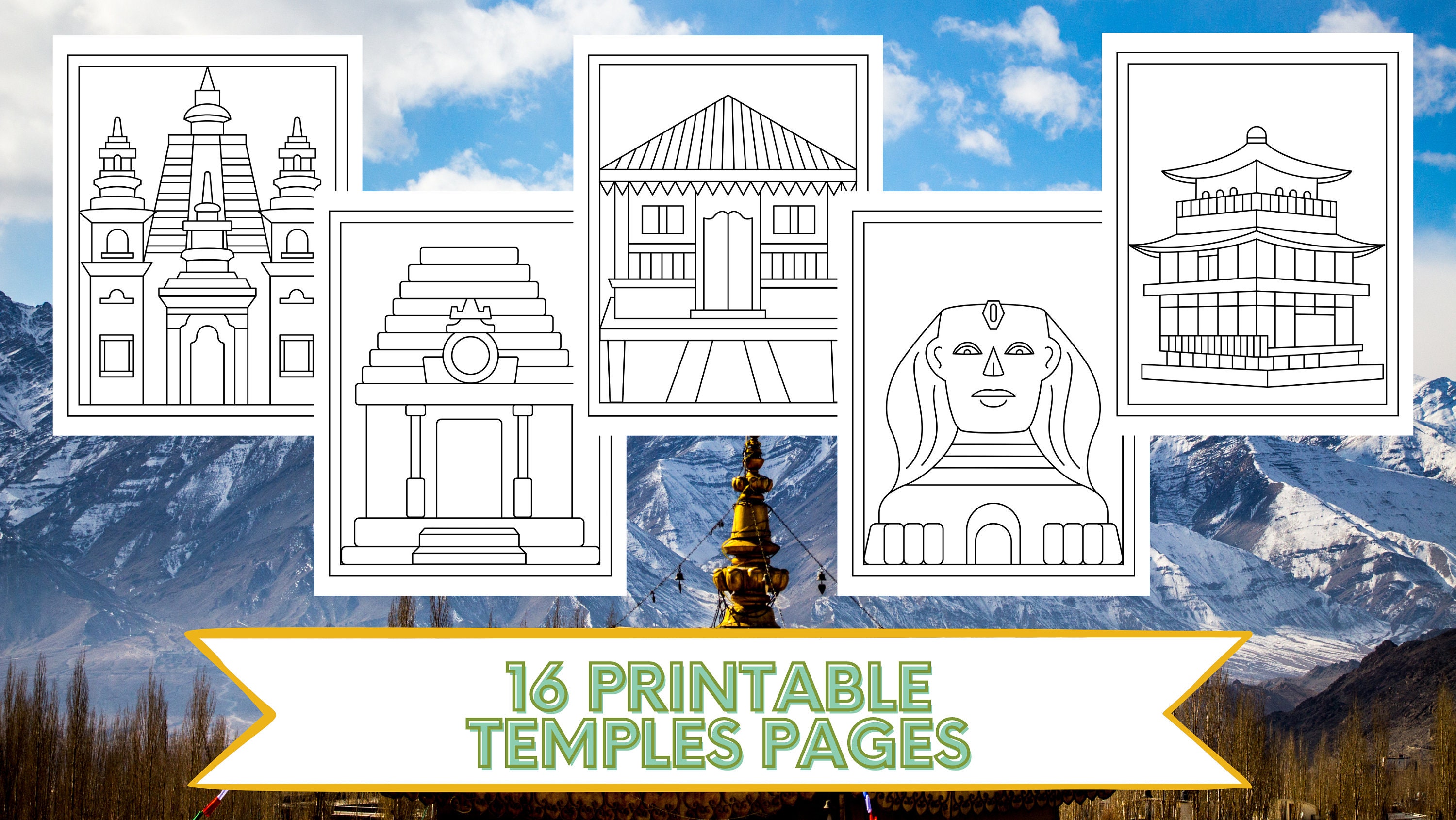 16 Printable Temple Coloring Pages - Etsy