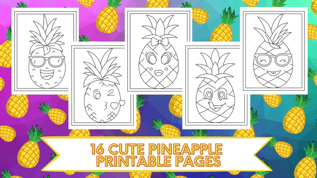 16 Printable Cute Pineapple Coloring Pages - Etsy