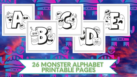 26 Printable Monster Alphabets Coloring Pages - Etsy