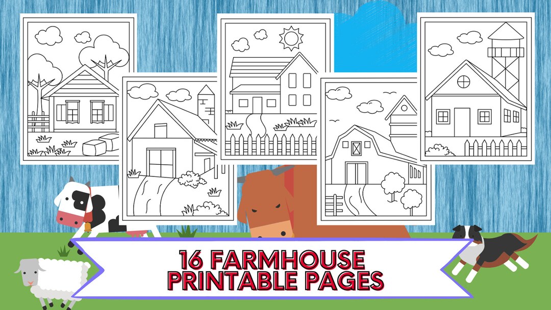 16 Printable Farmhouse Coloring Pages - Etsy