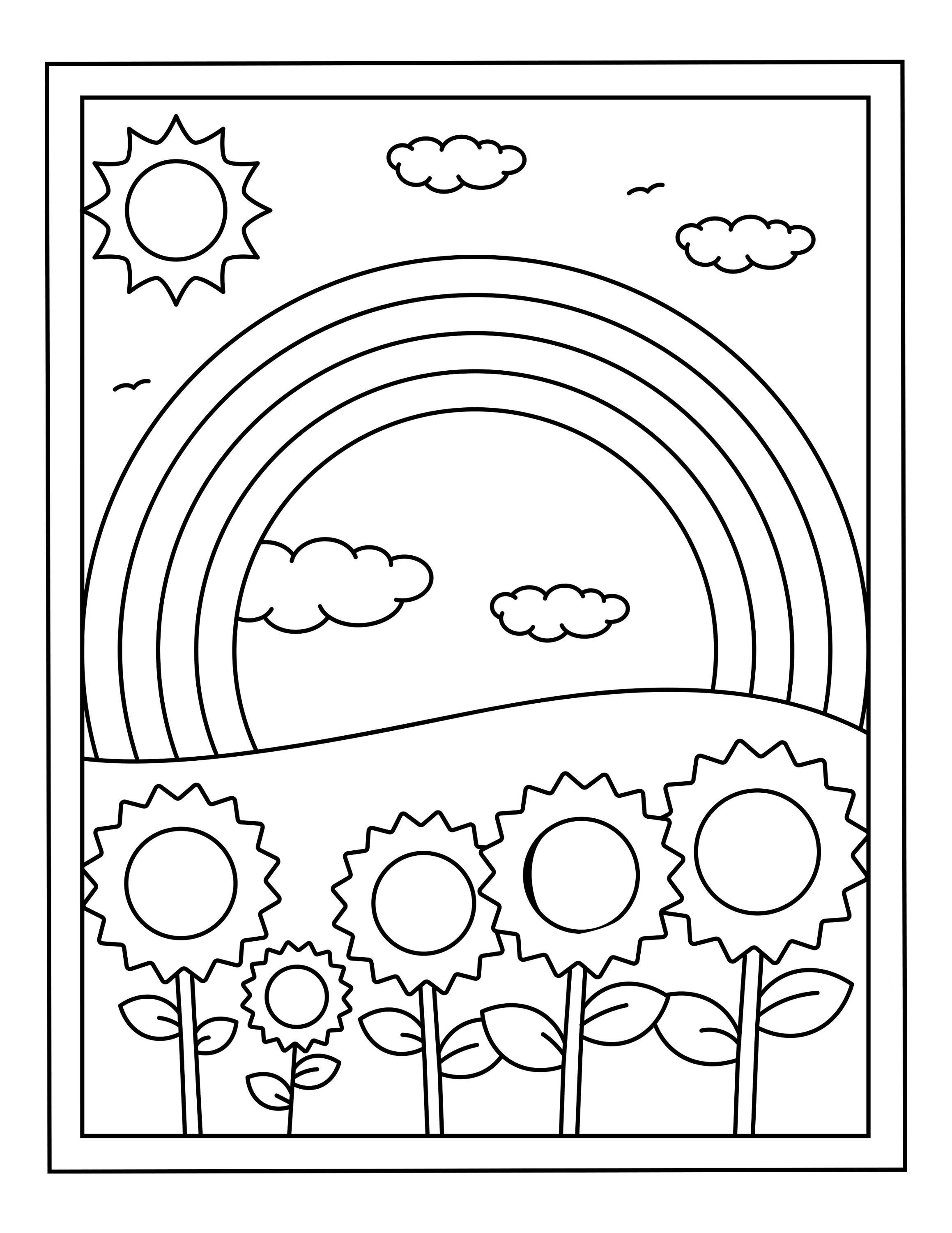 16 Printable Rainbow Coloring Pages - Etsy