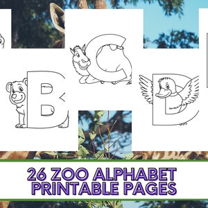 26 Printable Zoo Animals Alphabet Coloring Pages - Etsy