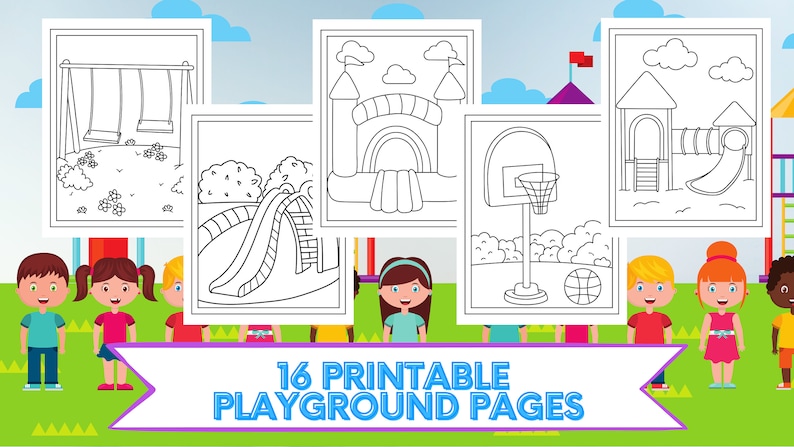 16 Printable Playground Coloring Pages - Etsy Canada