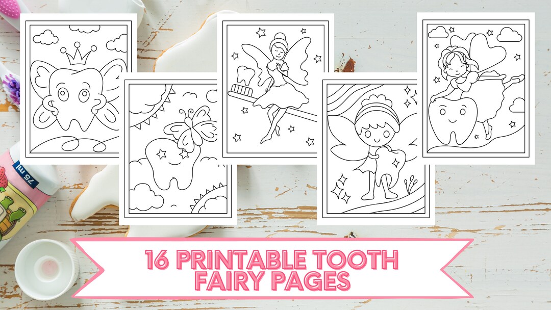 16 Printable Tooth Fairy Coloring Pages - Etsy